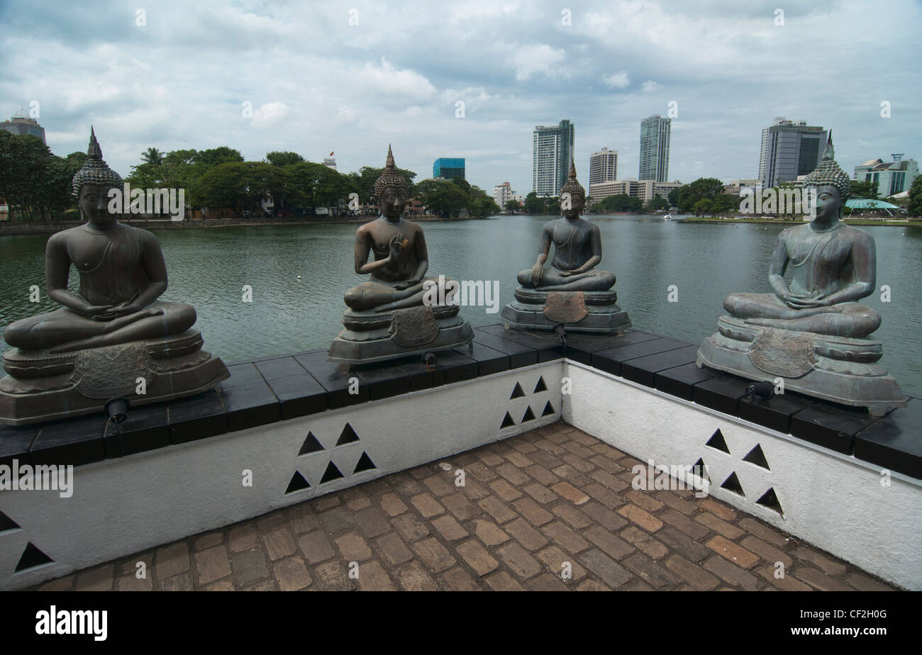 Brahman Buddhist statues at the Seema Malakaya Meditation temple in Colombo, Sri Lanka Stock ...