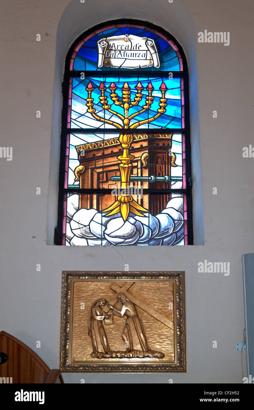 Stained glass window in the Church (Iglesia Nuestra Senora del Rosario ...