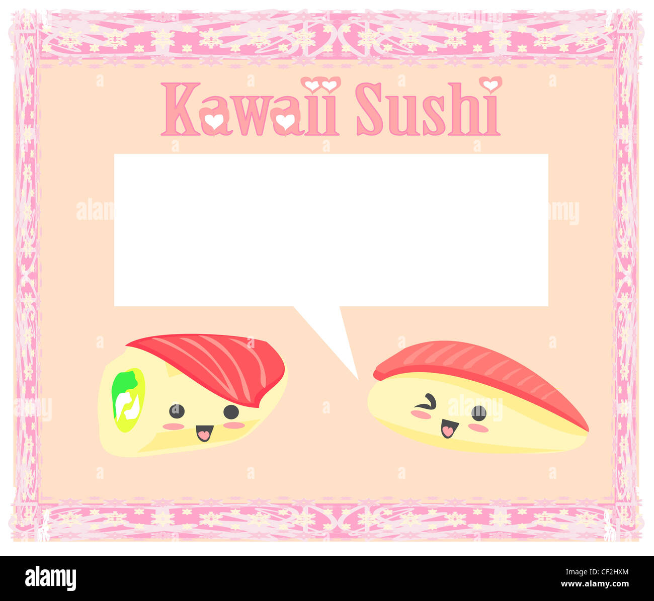 cute sushi cartoon illustration - vector card Stock Photo - Alamy