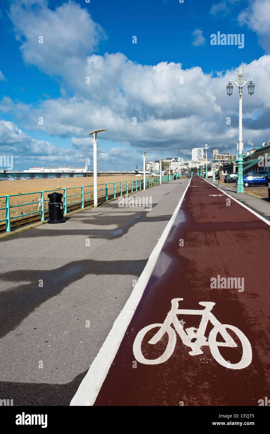 The bicycle symbol indicating a cycle lane along the seafront at ...