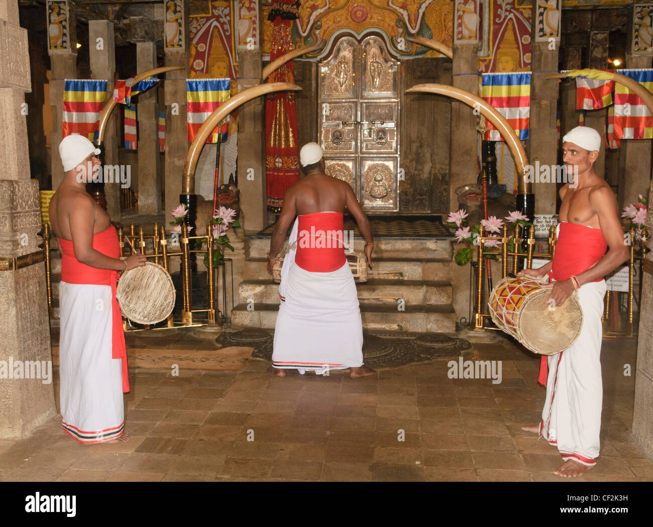 traditional drummers inside the Sacred Temple of the Tooth Relic ...