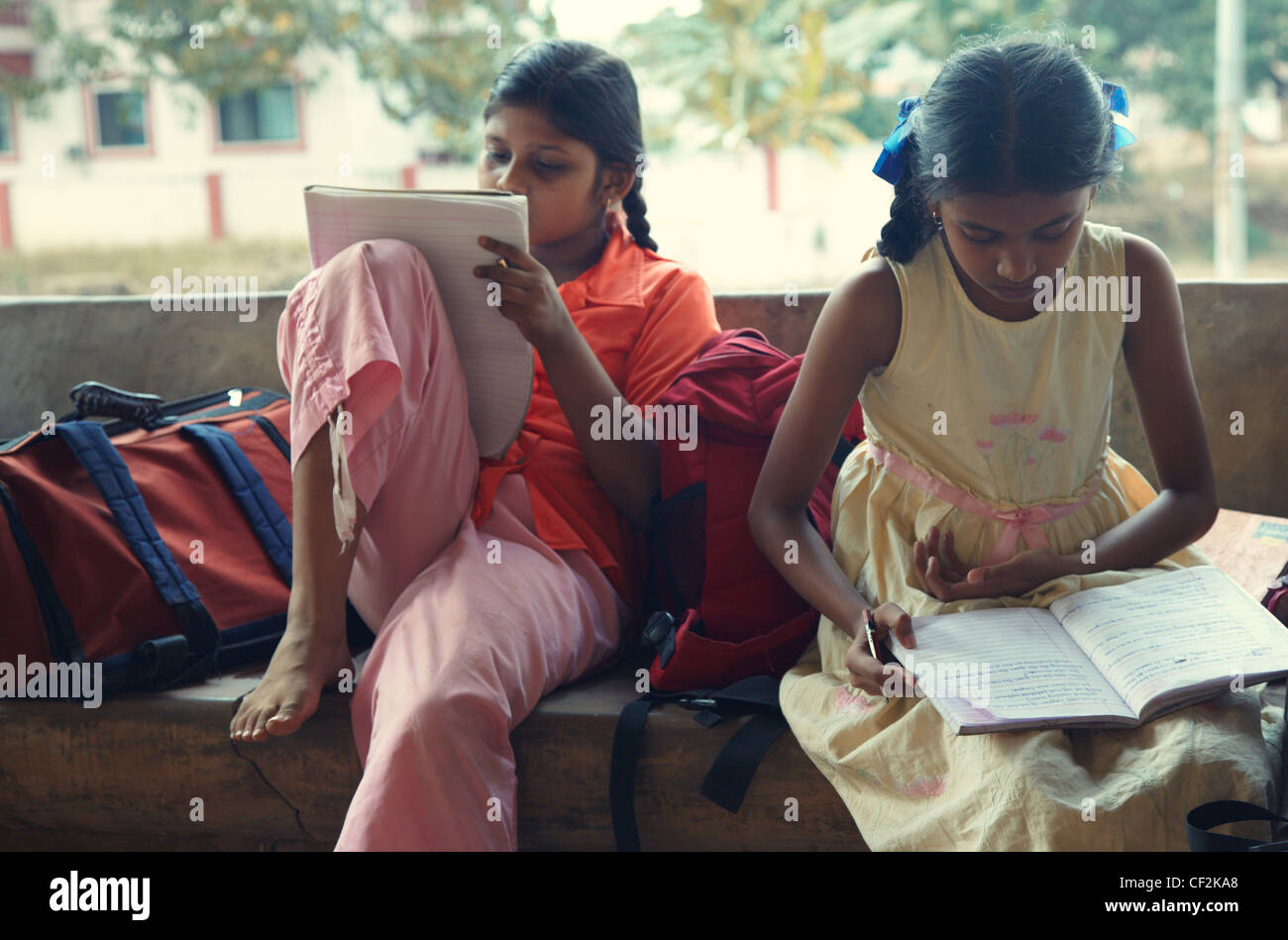 Editorial photo of the Indian children doing education exercise in the ...