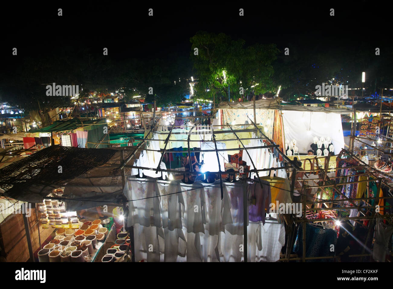 Editorial photo of the night market with numerous boutiques. India, Goa ...