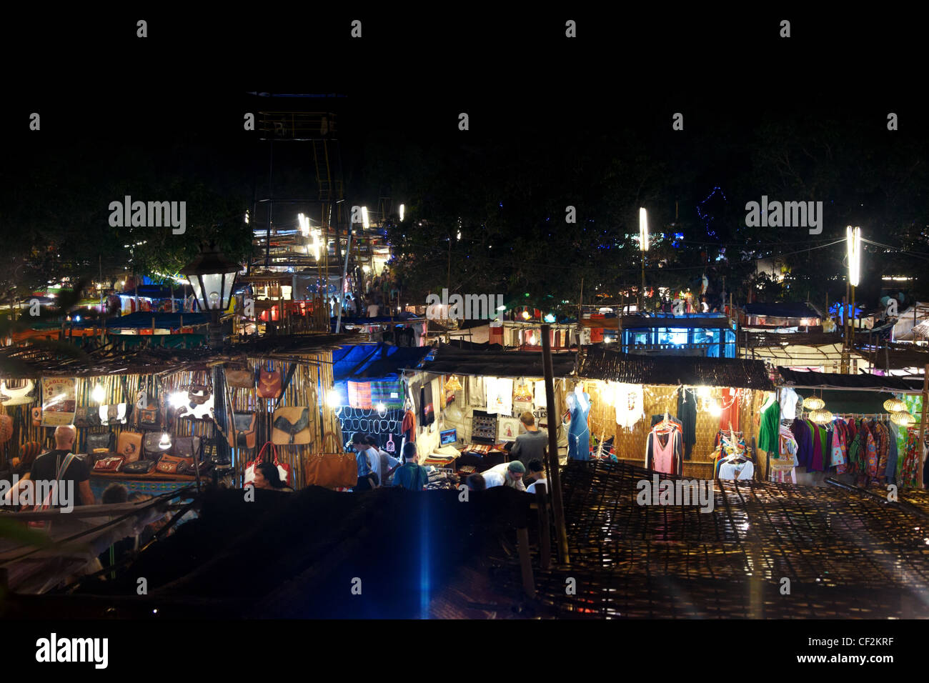 Editorial photo of the night market with numerous boutiques. India, Goa ...