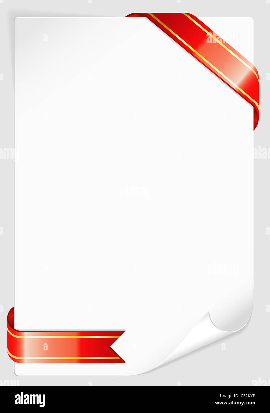 Sheet of white paper for your text or photos with various Ribbon ...