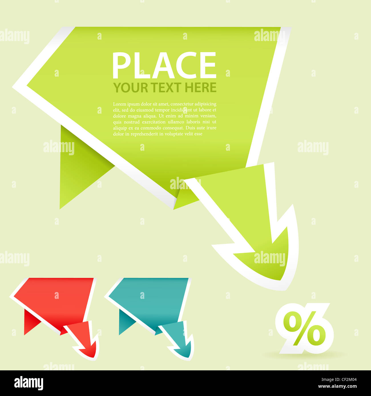 Paper Origami Arrow Downward, element for design, vector illustration ...