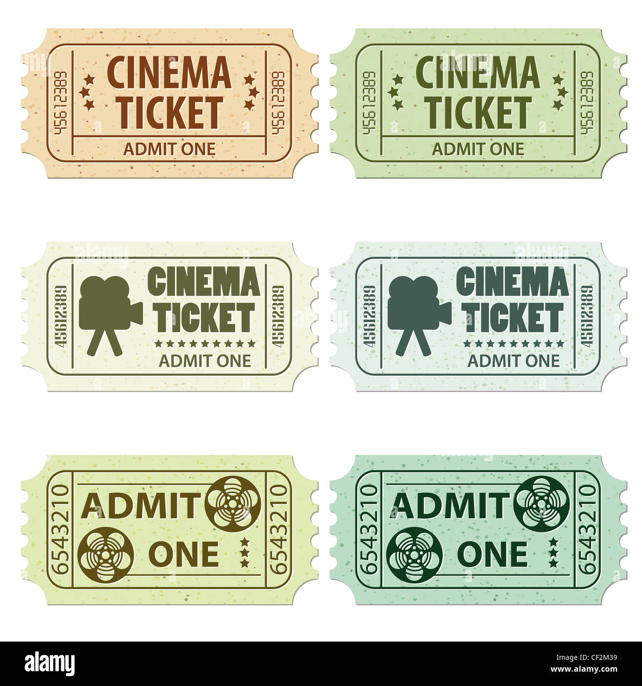 Set of Cinema Tickets in Different Colors and Styles, vector ...
