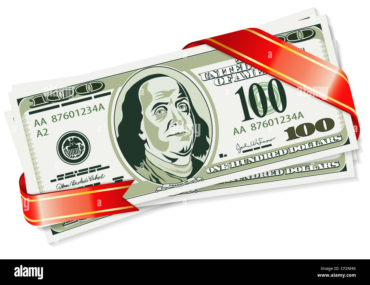 Gift of Dollar Bills with a Ribbon, vector illustration Stock Photo - Alamy