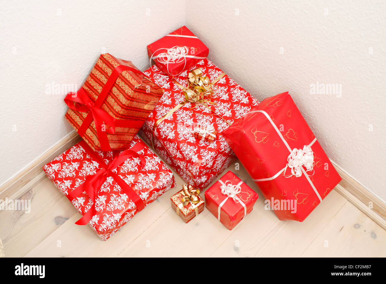 A lot of christmas presents Stock Photo - Alamy