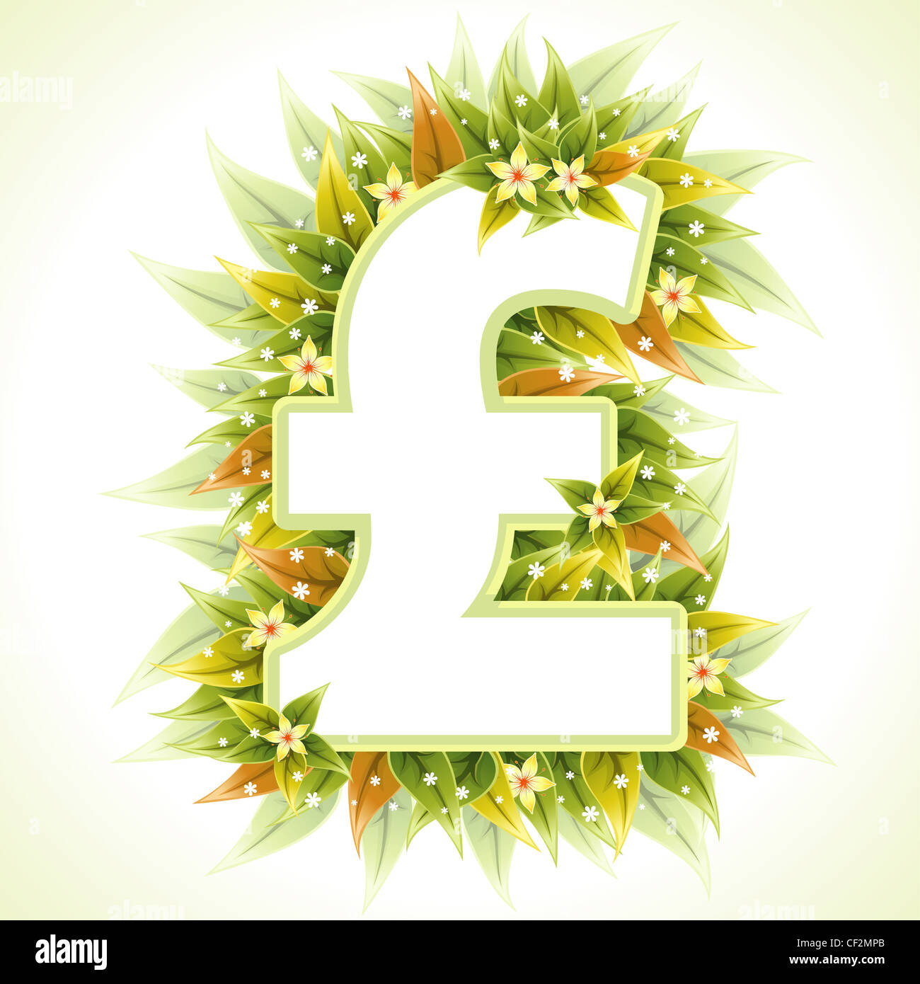 Frame made of a Pound Sign with Green Leaves and Flowers, vector ...