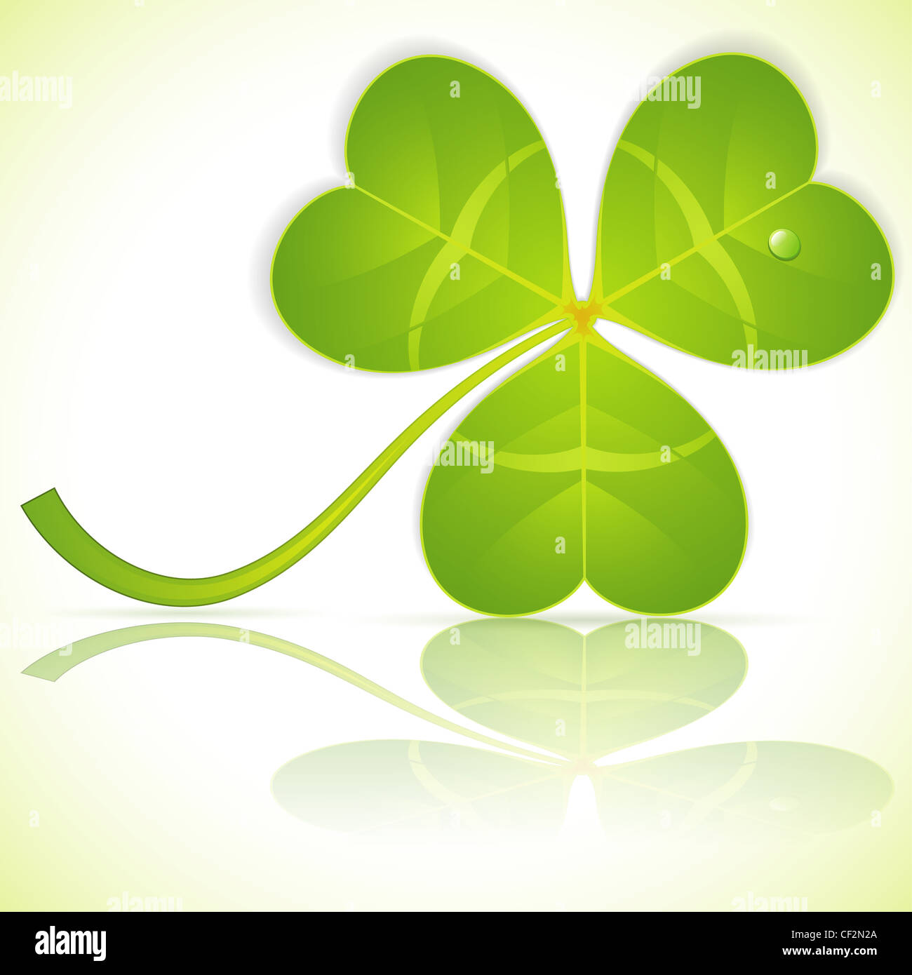 Stylized Leaf Clover on St. Patrick's Day with Reflection, vector ...