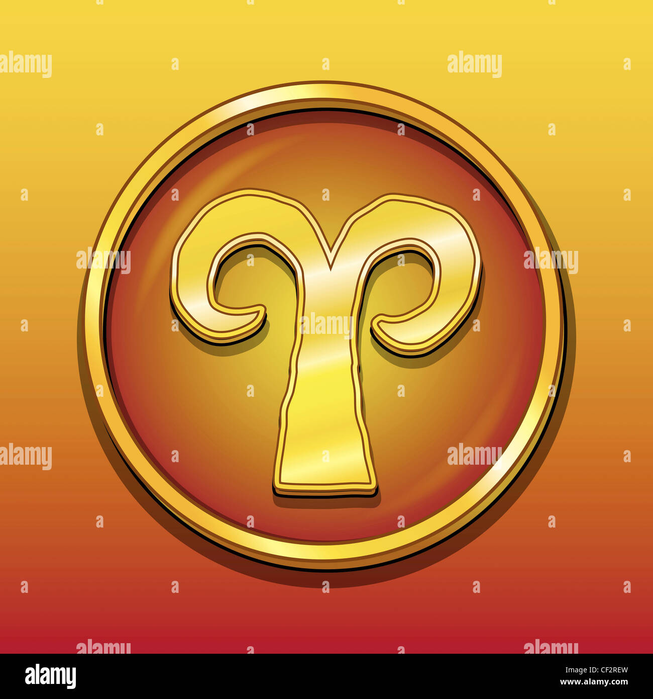 Illustration of star sign Aries in circle Stock Photo - Alamy