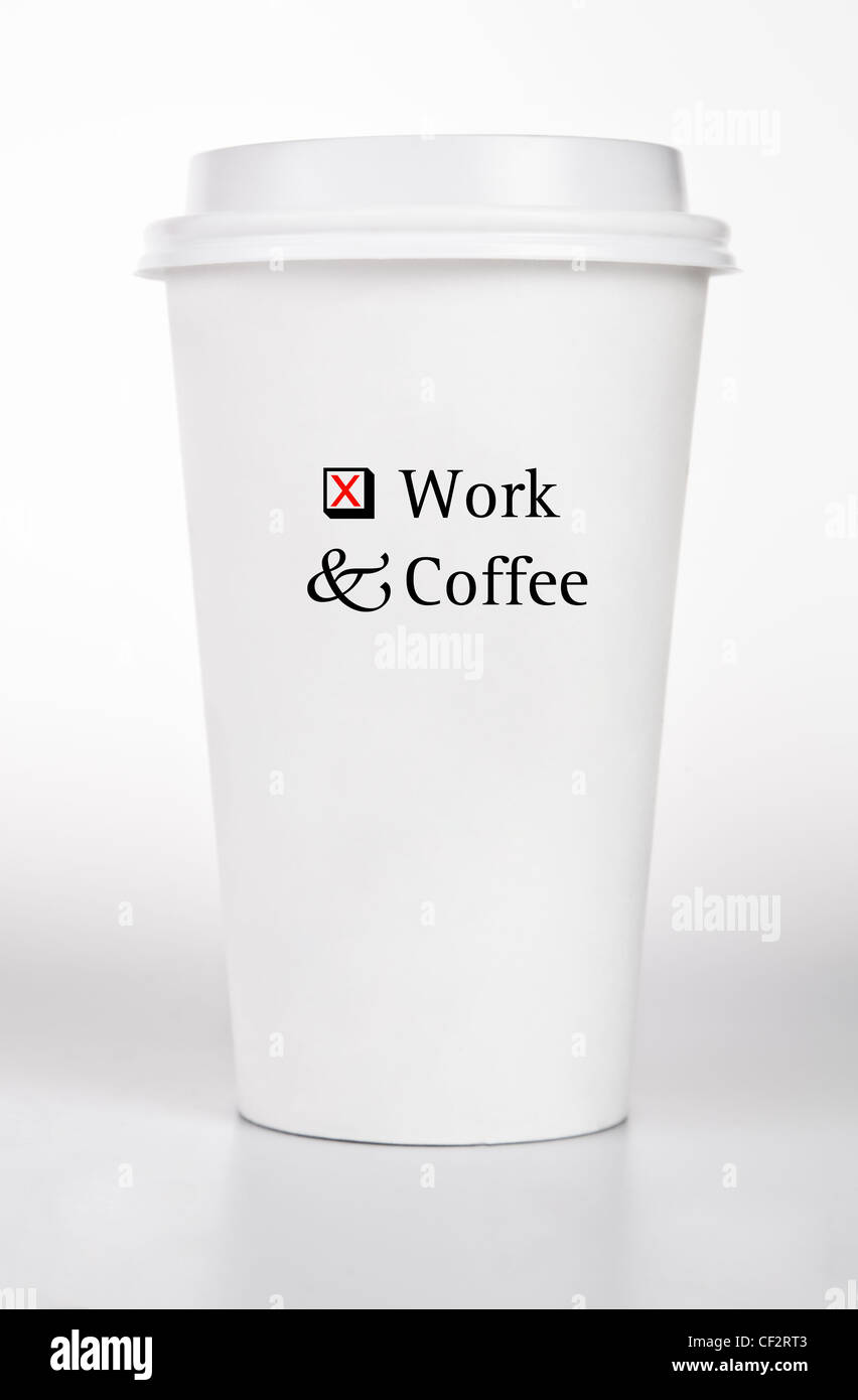 White Coffee Paper Cup With Text Concept Stock Photo - Alamy