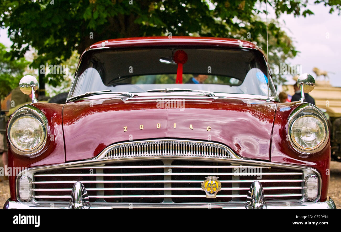 The front of a Ford Zodiac car, on display at the Audley End Road and ...