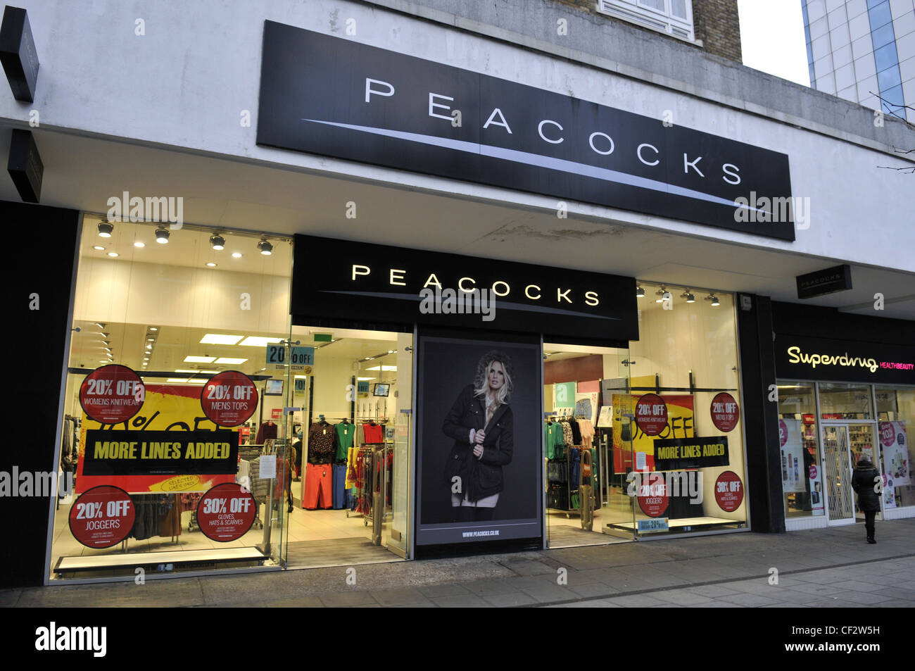 Peacocks shop logo hi-res stock photography and images - Alamy