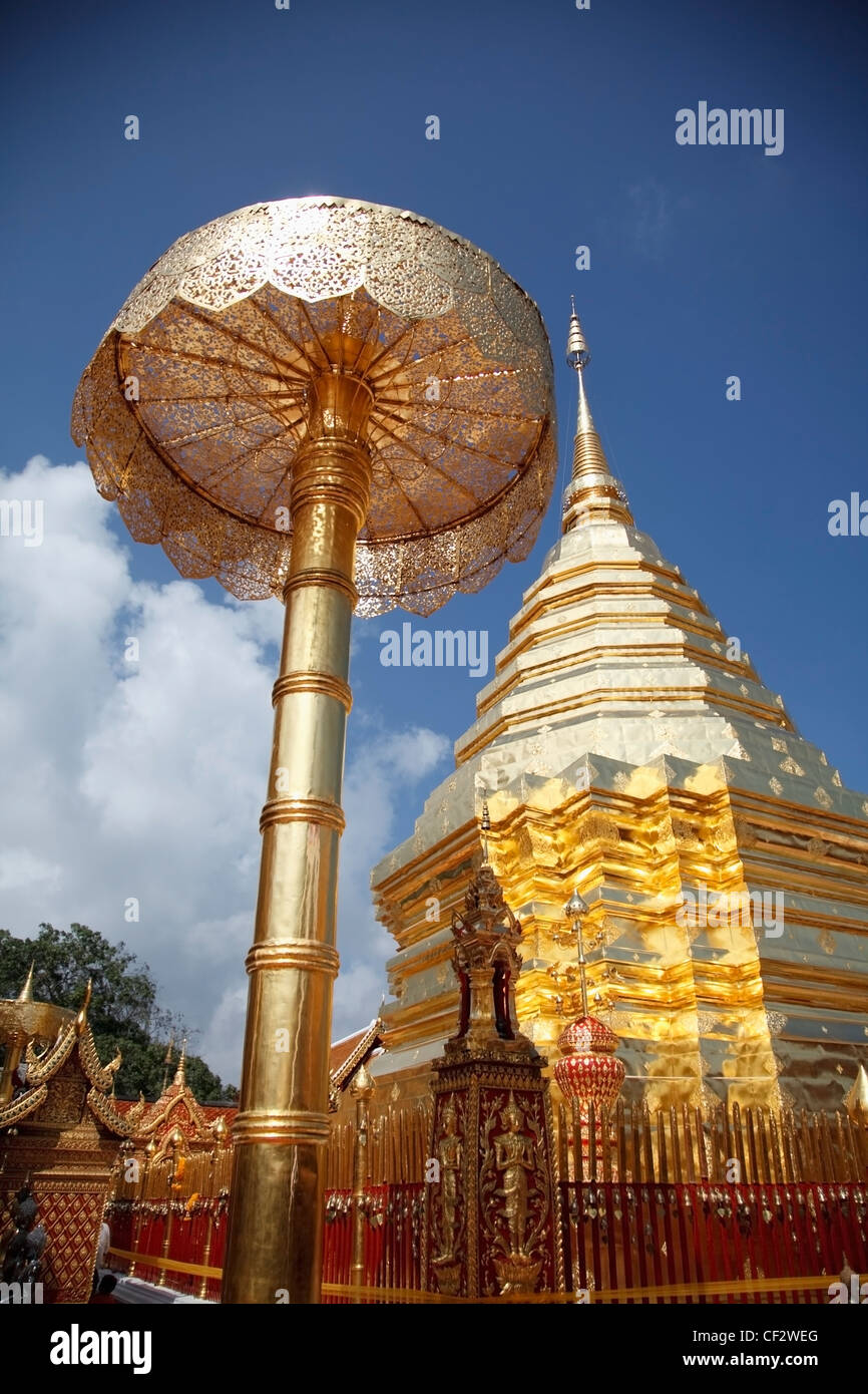 Golden Chedi At Doi Suteph Temple; Chiang Mai Thailand Stock Photo - Alamy