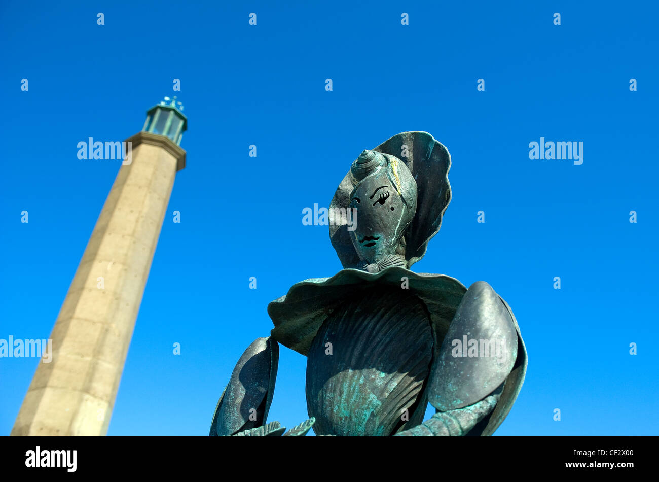 Nine feet high bronze sculpture of Mrs Booth, the Shell Lady of Margate ...