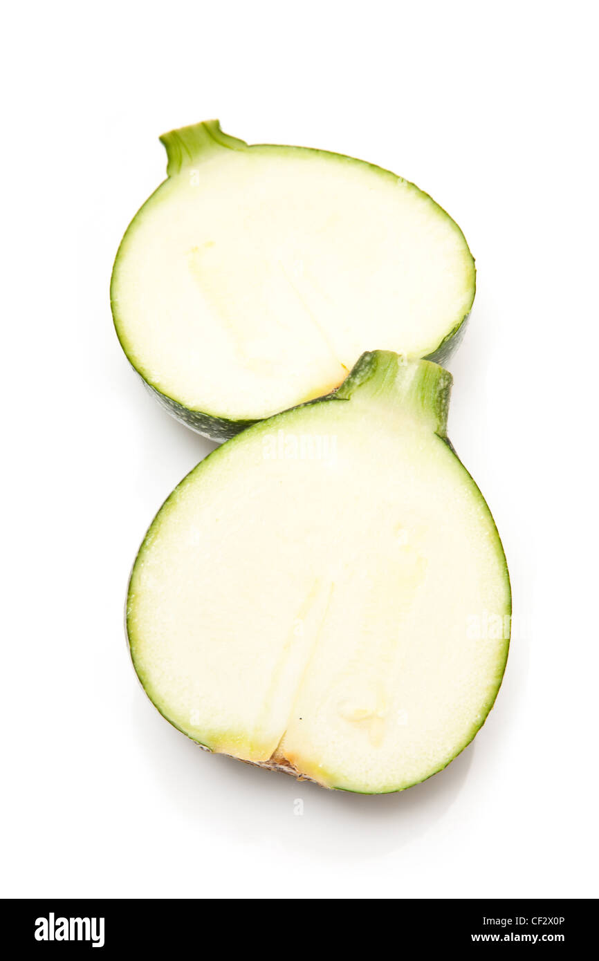 Globe courgette or zucchini isolated on a white studio background Stock ...