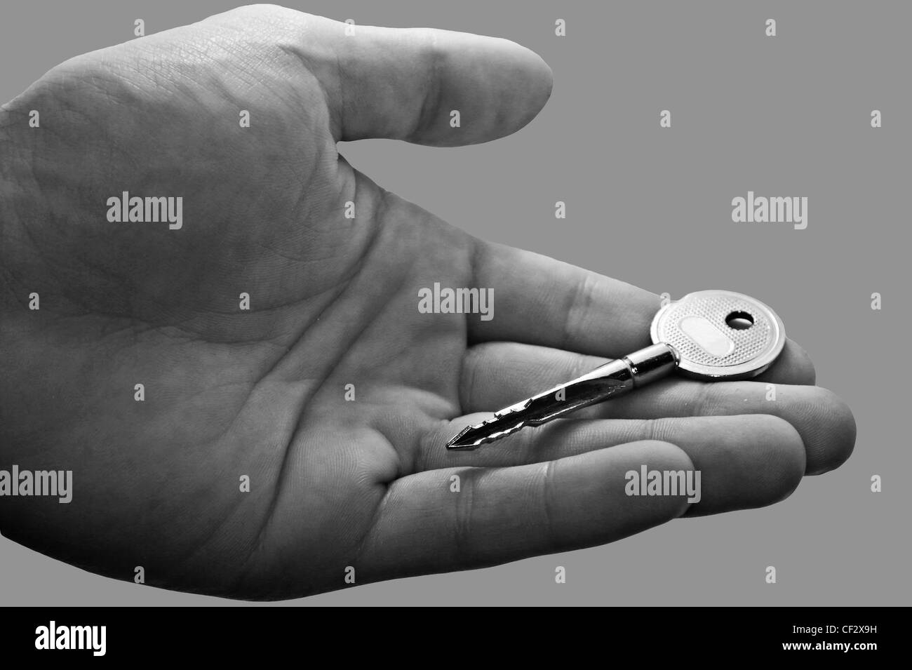 Man holding key in his hand Stock Photo - Alamy
