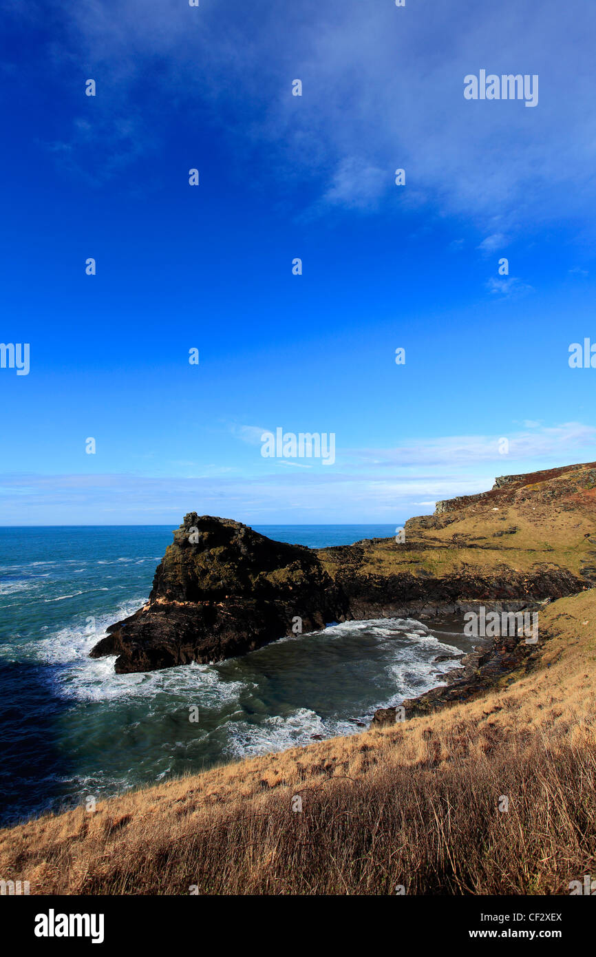 The Boscastle Blow Hole under Penally Point. Coastal shoreline ...