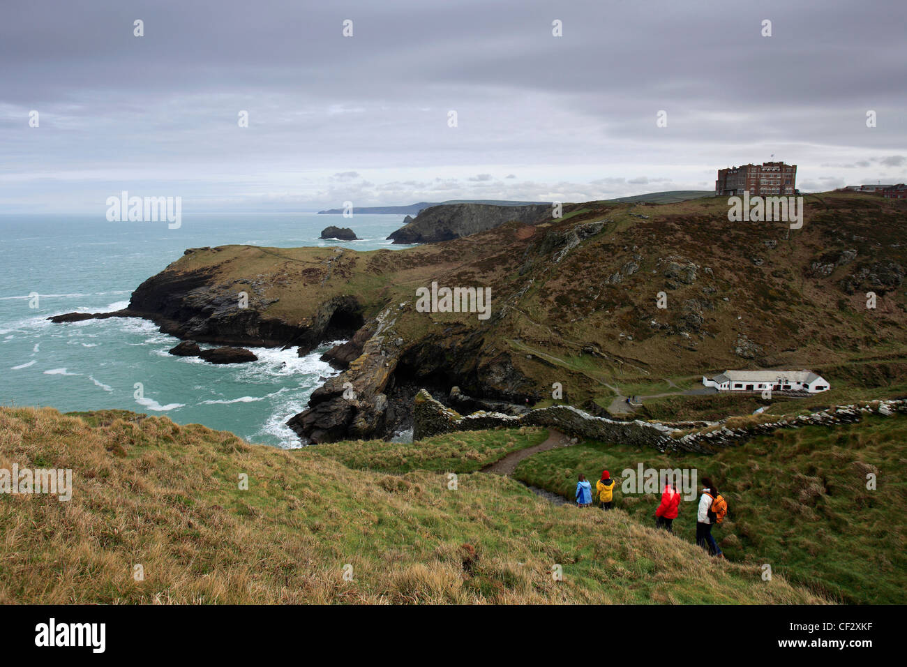 Tintagel Castle Island, Tintagel town, Cornwall County, England, UK ...
