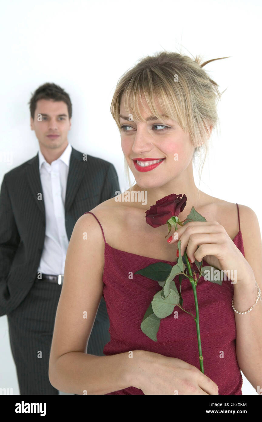 Female blonde hair pinned up fringe wearing heart shaped diamond ...