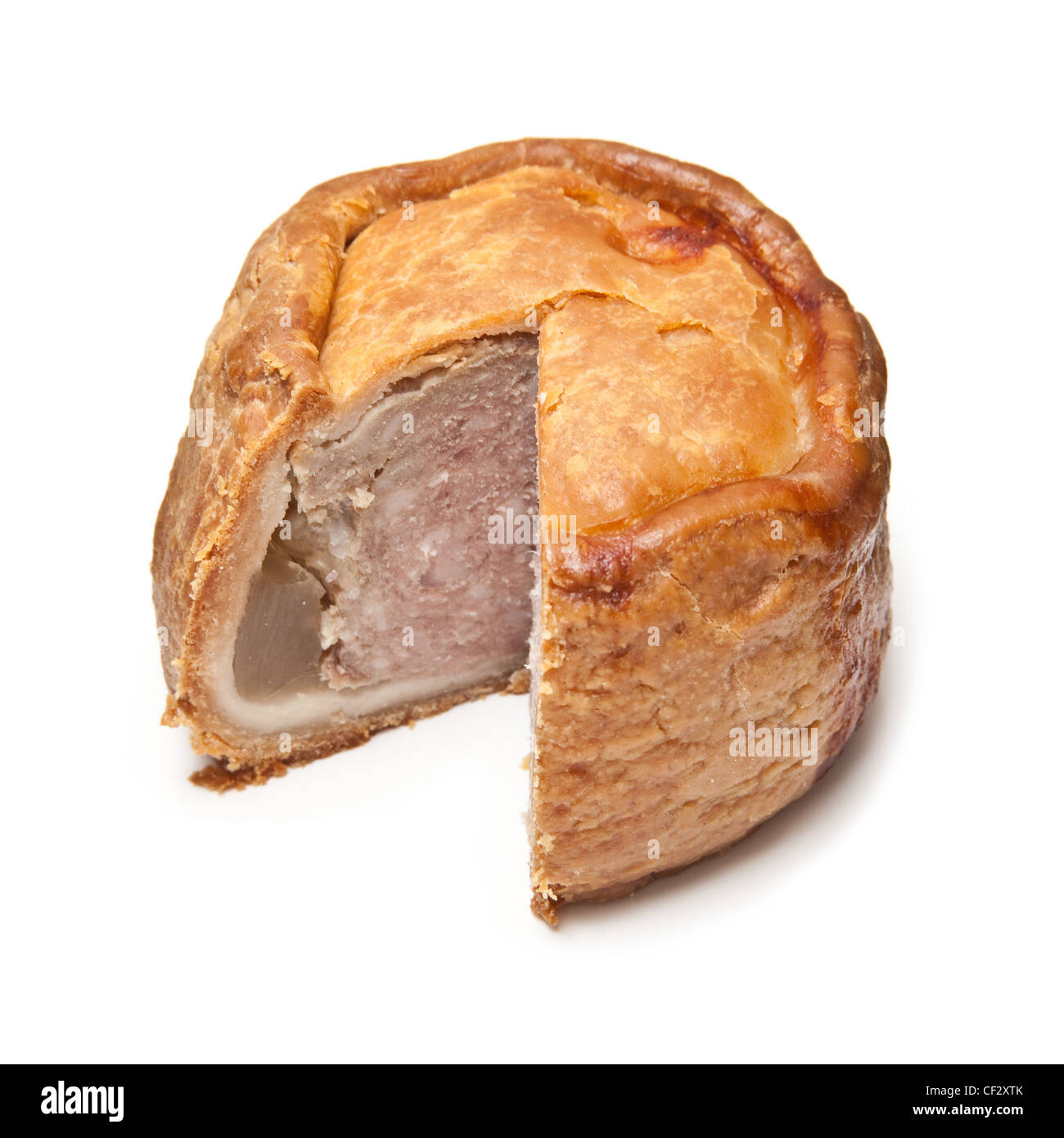 Melton Mowbray pork pie isolated on a white studio background Stock ...