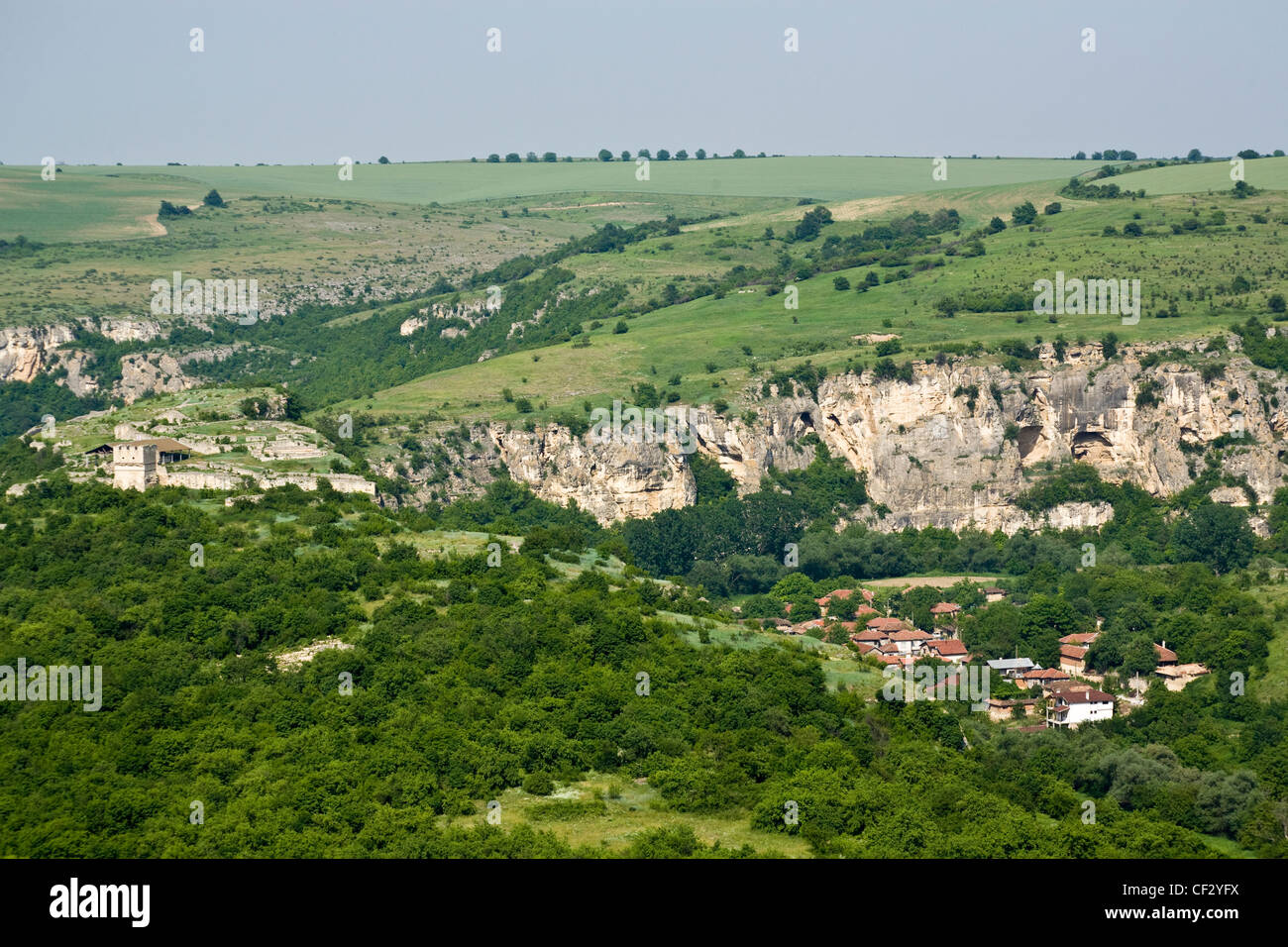 Cherven medieval fortress, 12th Century, main view with contemporary ...