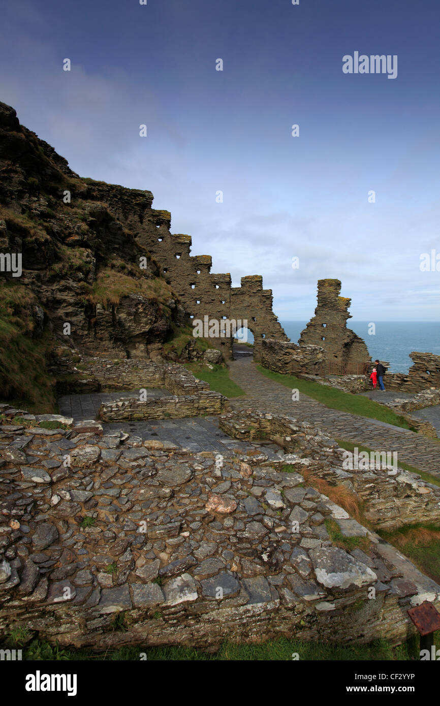 Tintagel Castle Island, Tintagel town, Cornwall County, England, UK ...