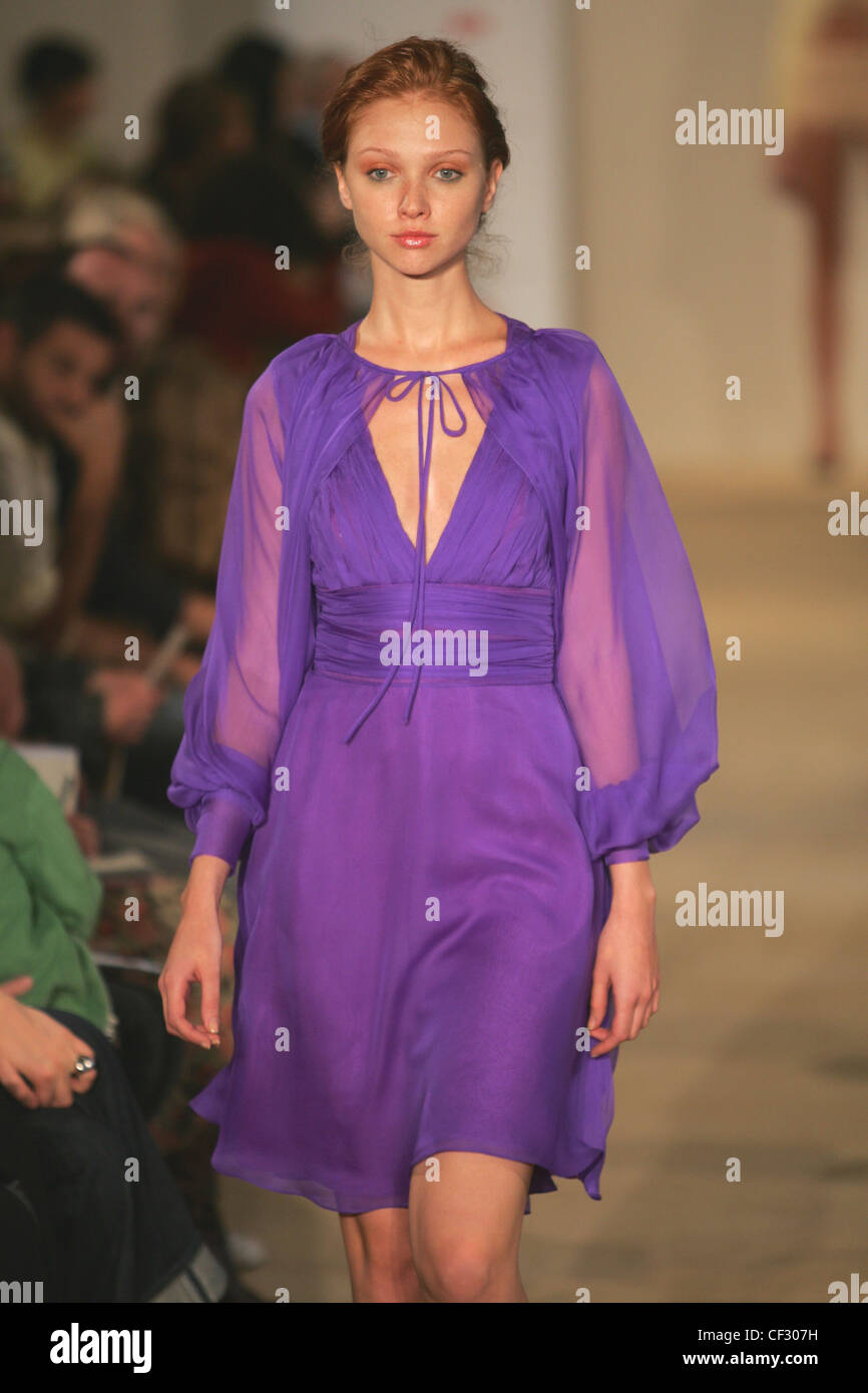 Elspeth Gibson London Ready to Wear S S Purple chiffon dress with neck ...