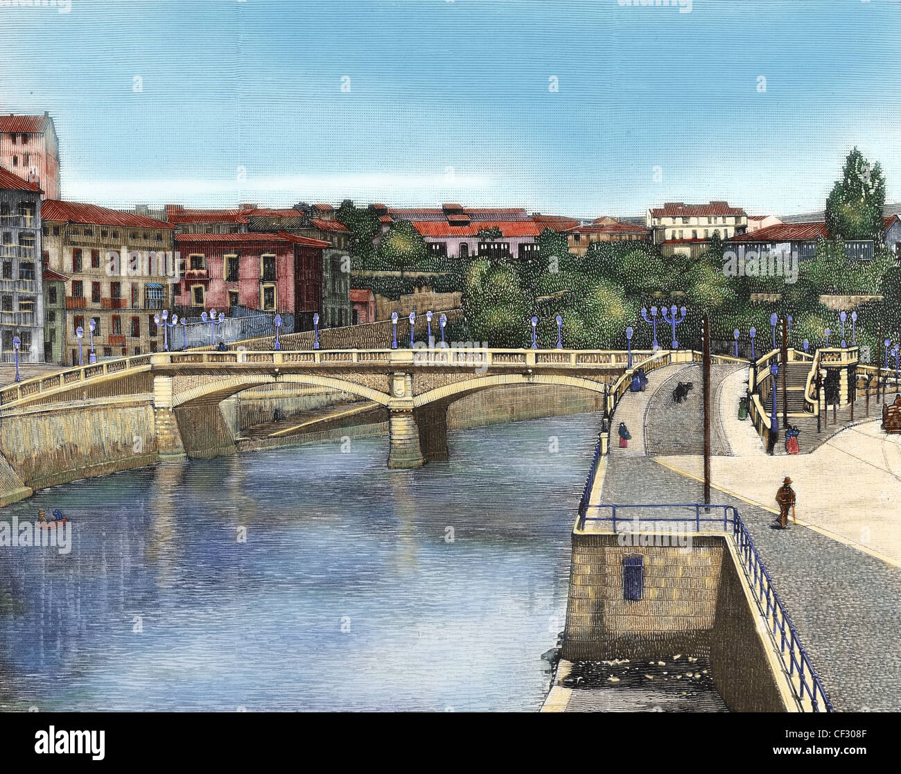Spain. Basque Country. Bilbao. 19th century. Bridge of Merced over the ...
