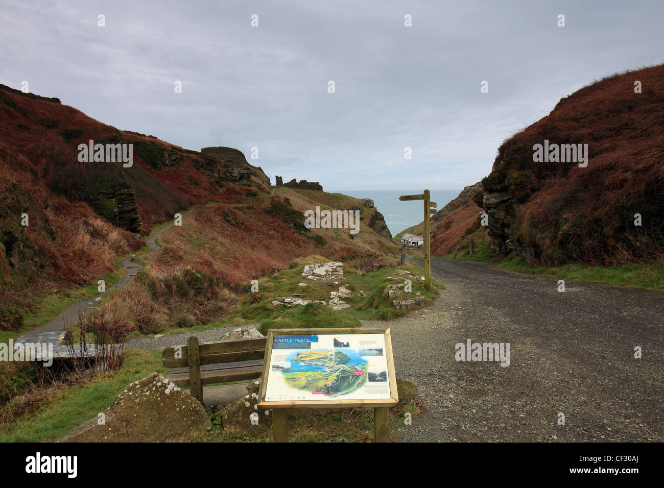 Tintagel Castle Island, Tintagel town, Cornwall County, England, UK ...