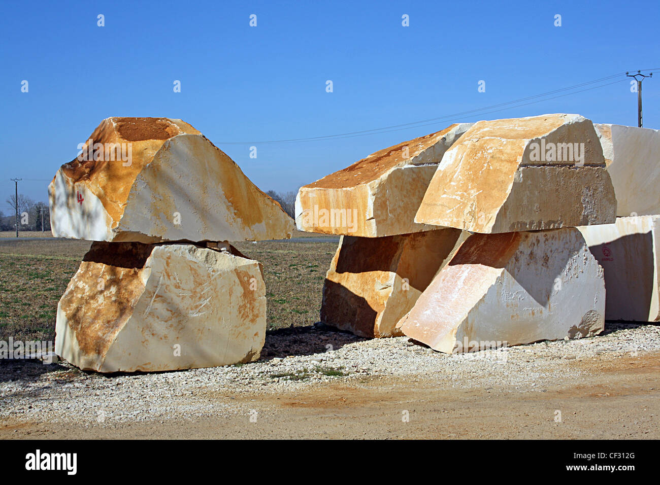 Combe Brune limestone awaiting processing Stock Photo - Alamy