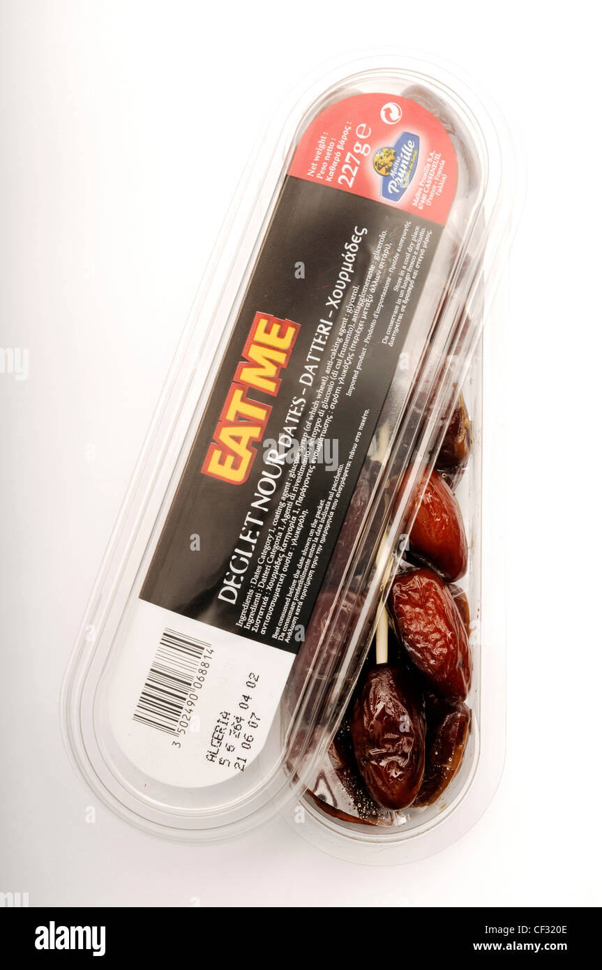 A half open packet of sticky dried dates Stock Photo - Alamy