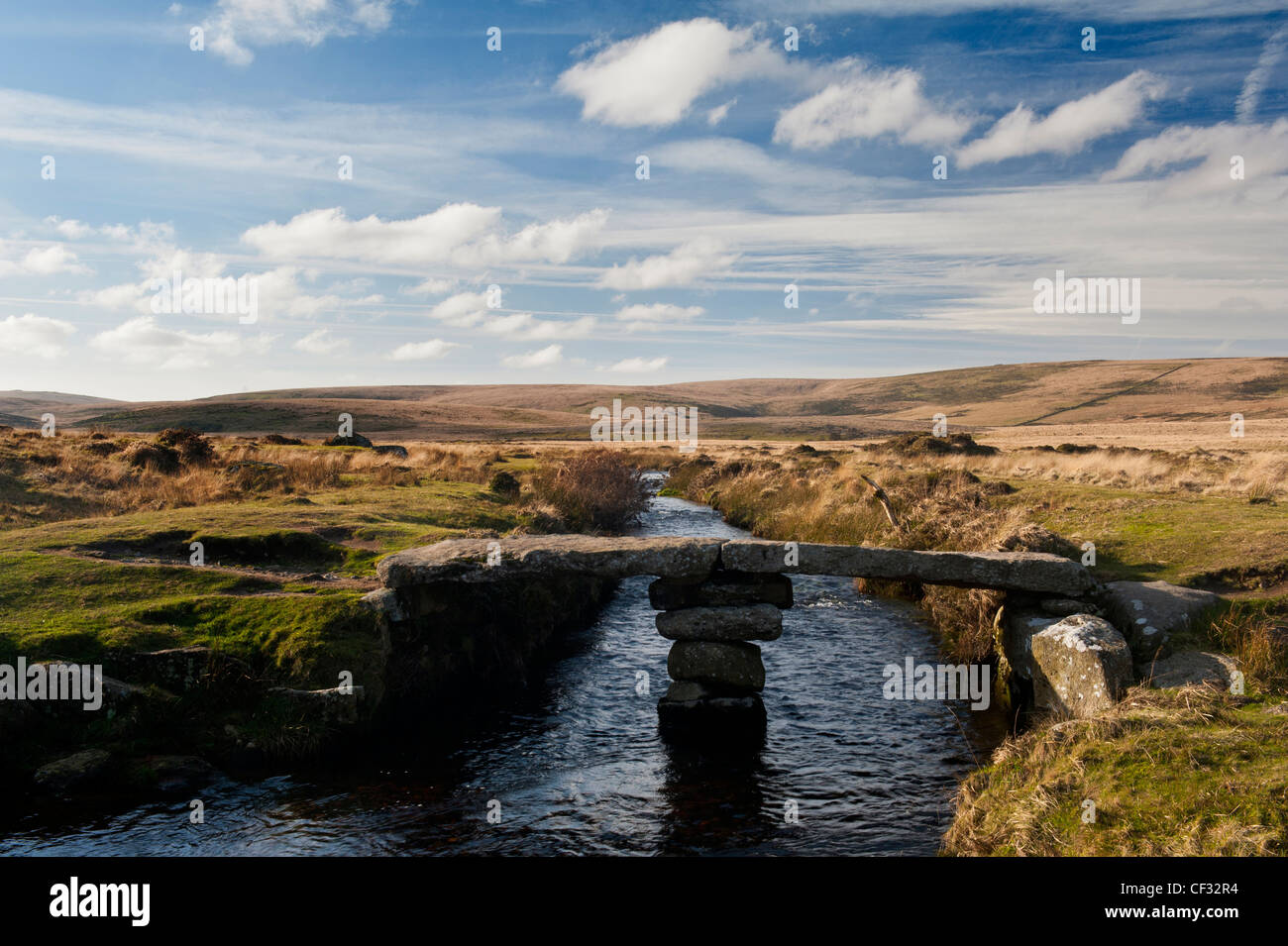 Teign-e-ver clapper bridge on Dartmoor Stock Photo - Alamy