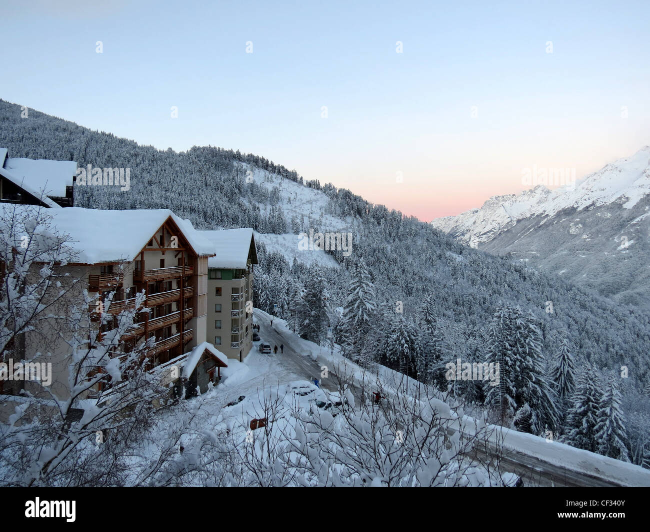 THE FRENCH SKI RESORT OF OZ-EN-OISANS NEAR ALPE D'HUEZ IN THE FRENCH ...