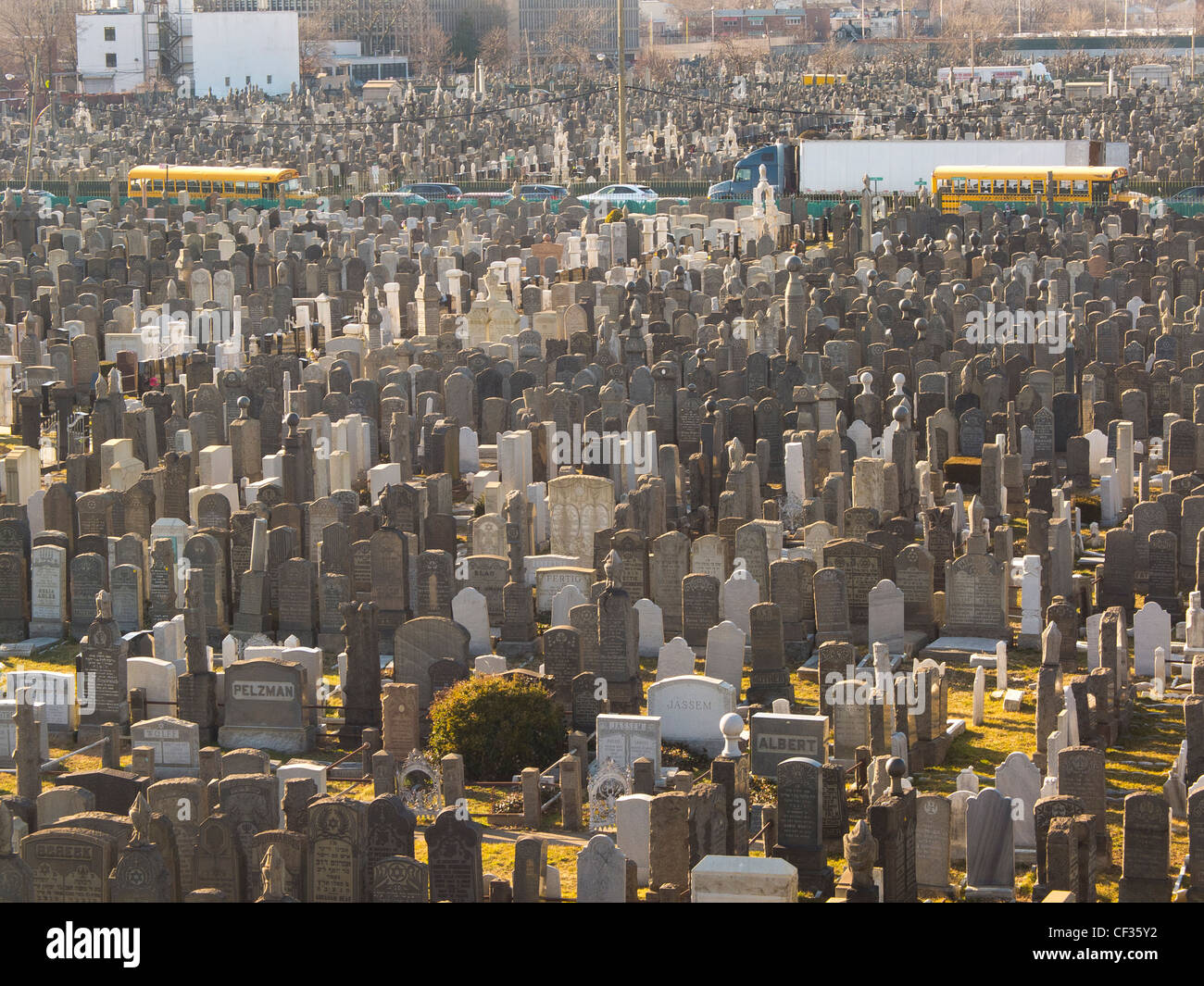 tombstones in Washington Cemetery Brooklyn New York City Stock Photo ...