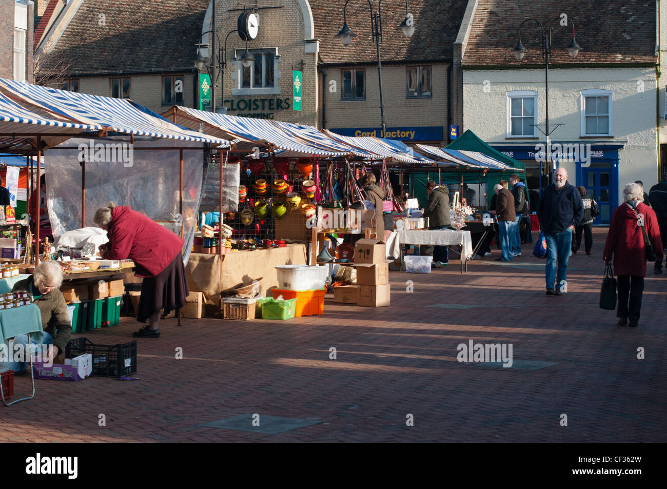 Stalls at Market square, City of Ely, Cambridgeshire, England Stock ...