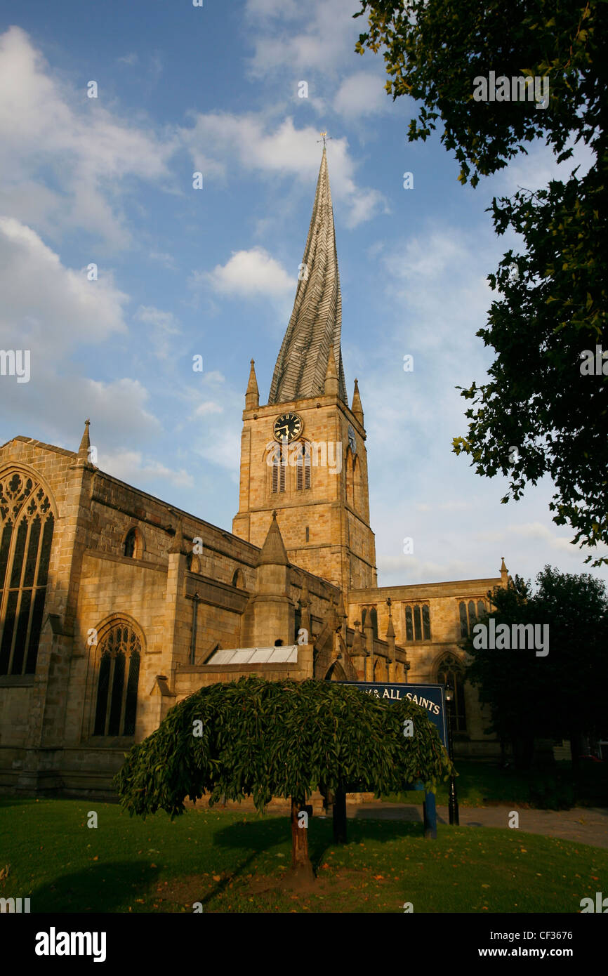 Unusual twisted spire of St Mary's parish church and All Saints in ...