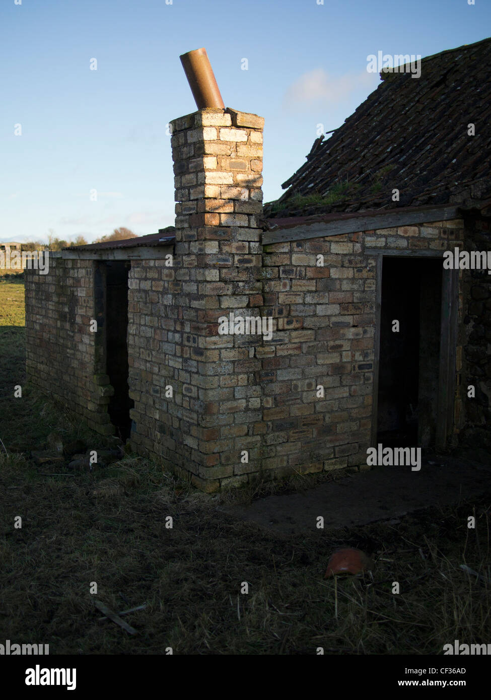 Small Ruined Brick Outhouse, Fife Stock Photo - Alamy