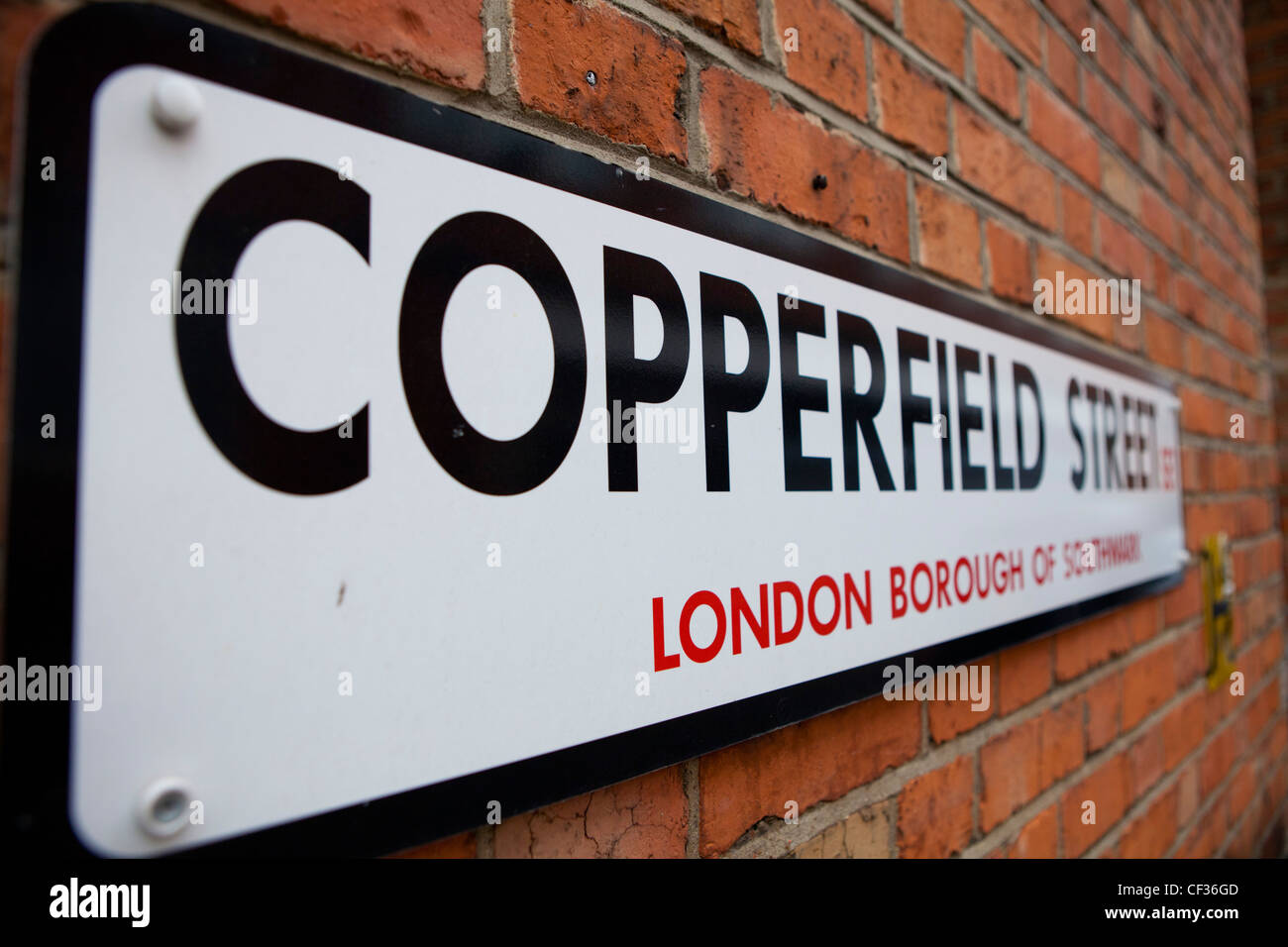 A view of a road sign for Copperfield Street in the London Borough of ...