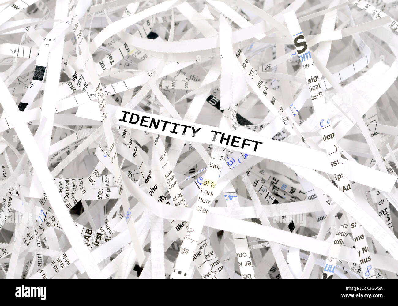 Identity theft text surrounded by shredded paper. Great concept for ...
