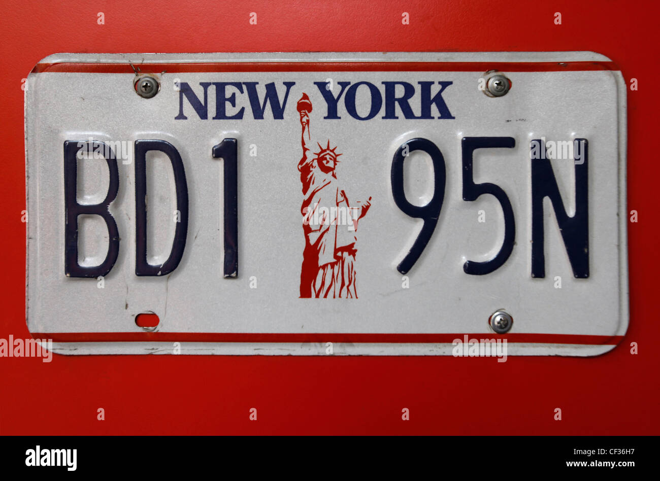 New York vehicle license plate with the image of the Statue of Liberty ...