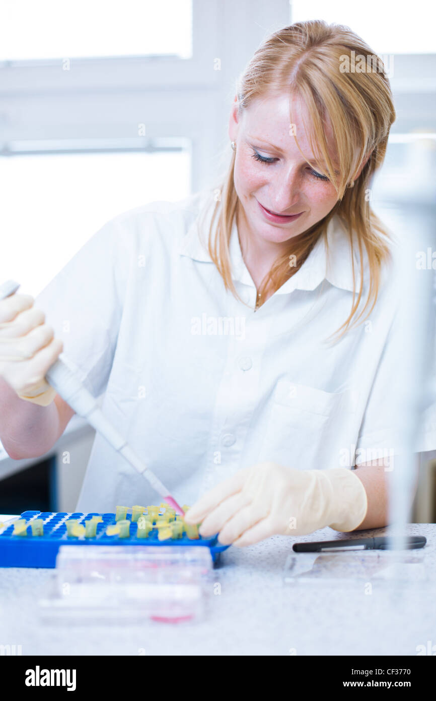 Female researcher doing research in a lab Stock Photo - Alamy