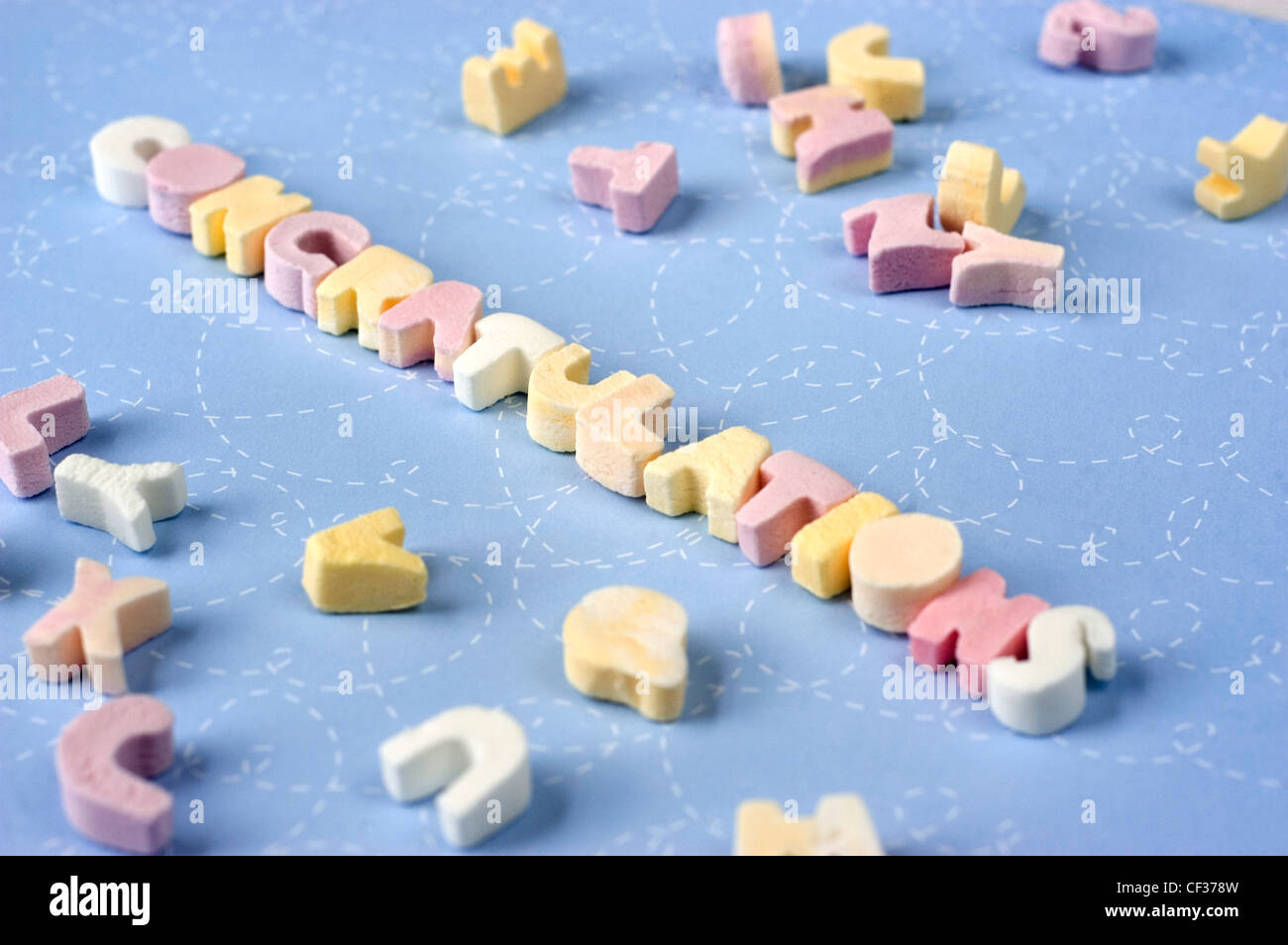 Sugar letter shaped sweets spelling the word congratulations Stock ...