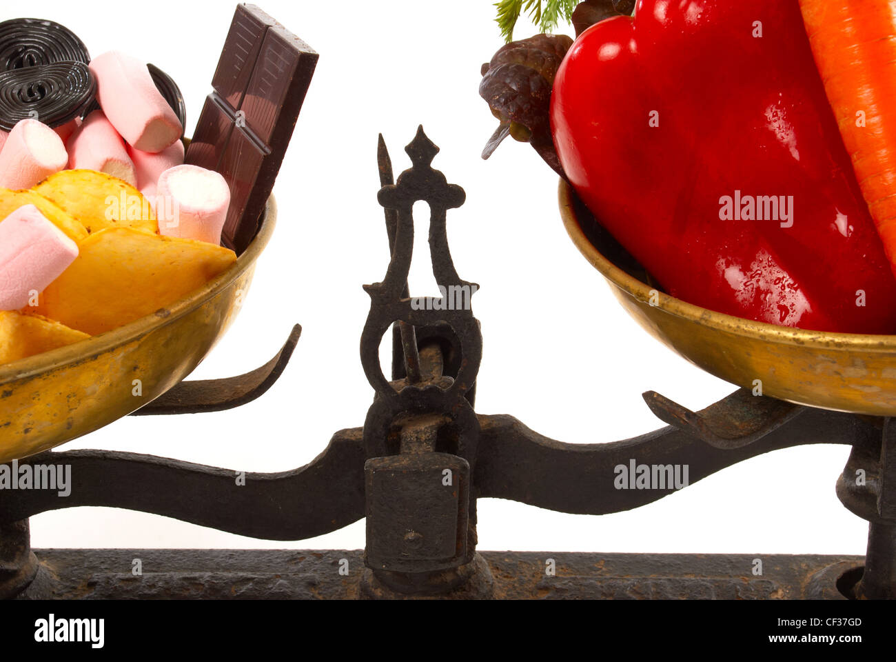 Healthy or unhealthy food, a nutrition concept Stock Photo - Alamy