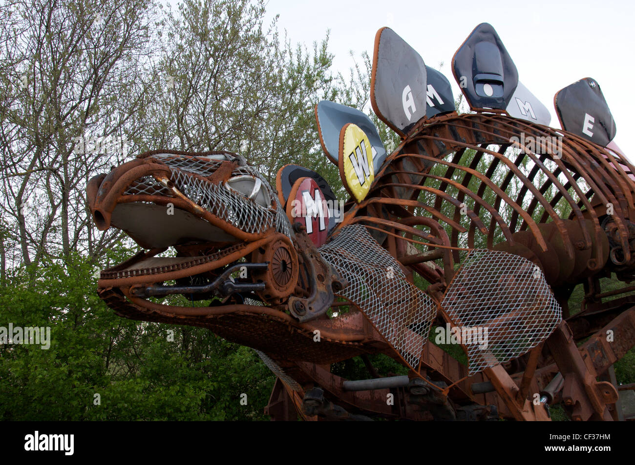 A life size sculpture representing a Stegosaurus dinosaur created from ...