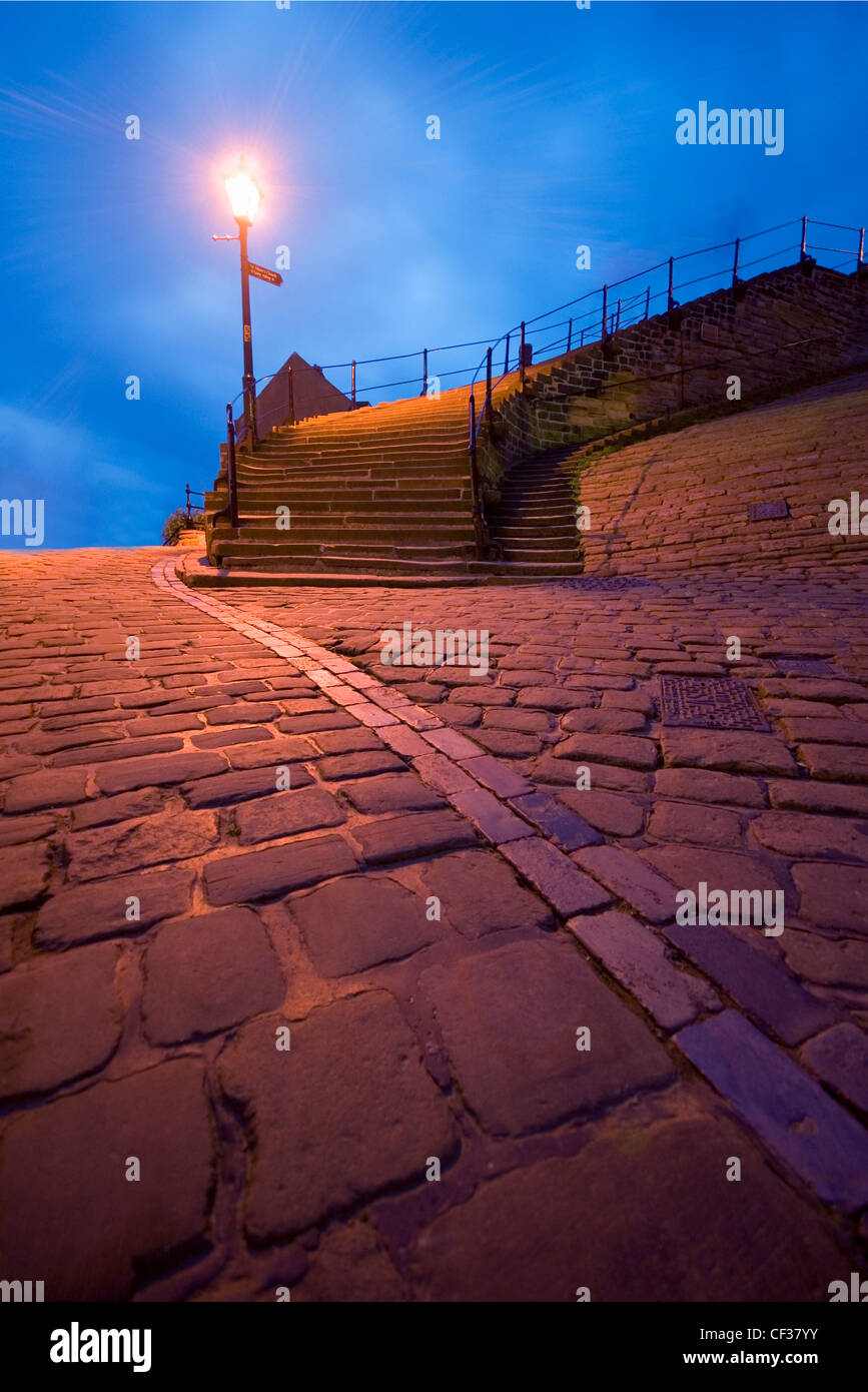 The bottom of the 199 steps in Whitby, North Yorkshire, England Stock ...