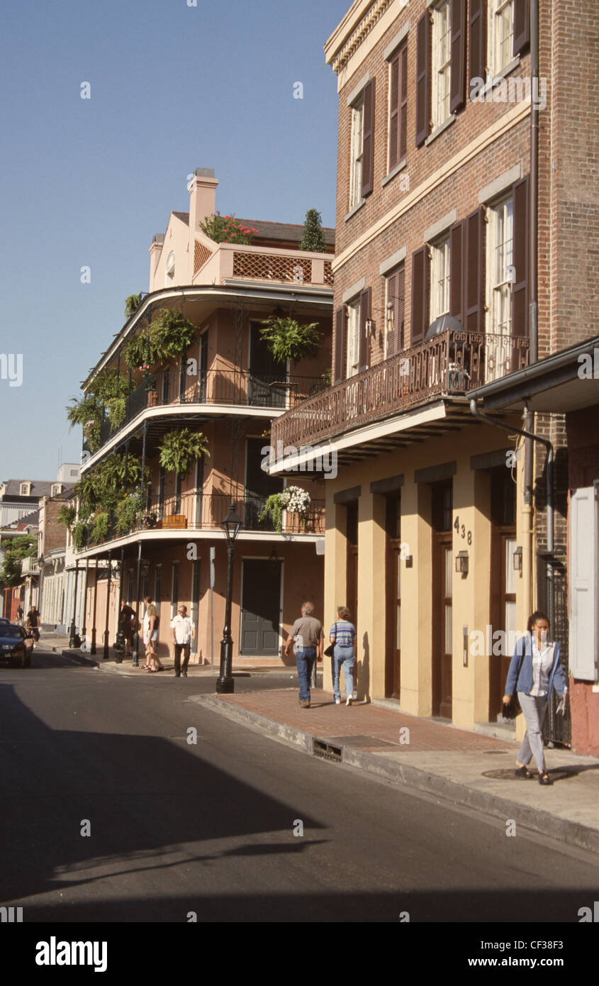 USA New Orleans Street Scene Balconies Stock Photo - Alamy