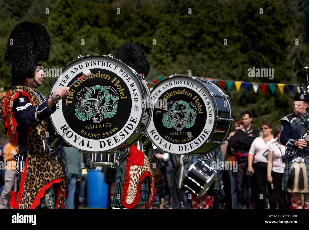Drums on the march at the Lonach Highland Games Stock Photo - Alamy
